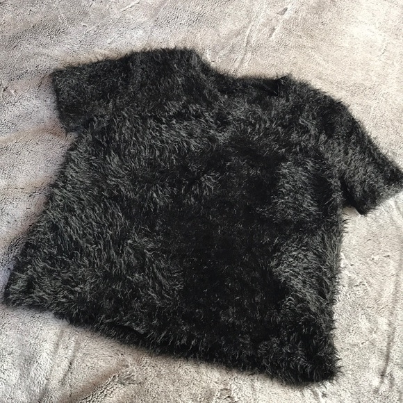 Zara | Tops | Black Zara Trafaluc Short Sleeve Fuzzy Top | Poshmark